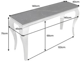 Designová konzole Rococo 140 cm černá / stříbrná