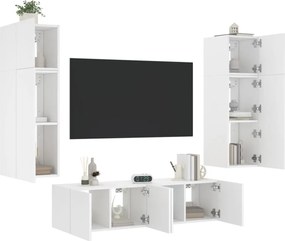 vidaXL 6dílná obývací stěna s LED osvětlením kompozitní dřevo [3216836] Barva: Bílá