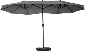 Outsunny Dvojitý slunečník 455 x 265 cm, sluneční stínění s UV ochranou a kličkou, balkonový slunečník, plážový slunečník, větruodolný slunečník pro o