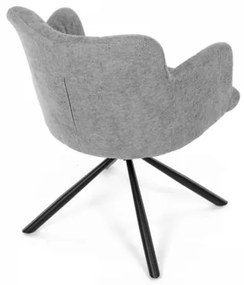 Židle jídelní šedá látka černé kovové nohy otočná 90° DCH-T1122 GREY2