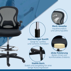 Kancelářská židle Vinsetto s nastavitelnou výškou a podnožkou do 120 kg černá ergonomická židle pro pohodlnou práci | Aosom.de