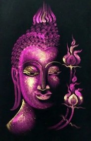 Obraz BUDHA  ruční malba, fialový - 35 x 53cm