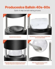 Sada na lisování ledových koulí Výrobník 60 mm průhledné koule do whisky