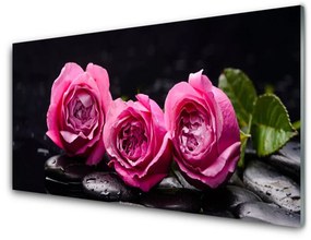 Obraz na skle Růže Kameny Zen Lázně Příroda 120x60 cm