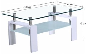 Kondela Konferenční stolek, bílá extra vysoký lesk HG / sklo, LIBOR 2 NEW