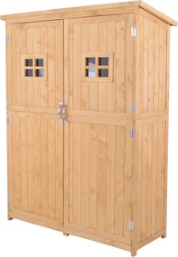 Outsunny Zahradní Domek Dřevěný Zahradní Skříň Venkovní Úložný Box Malý Zahradní Domek s Policemi Voděodolná Střecha Dvoukřídlé Dveře Úložný Prostor 1