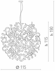 Metal Lux 206.190.05 Astro Lilla, designové závěsné svítidlo v průměru 115cm, 18x40W, fialové sklo, chrom