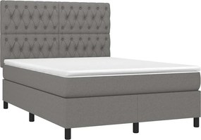 Box spring postel s matrací a LED tmavě šedá 140x200 cm textil 3135118