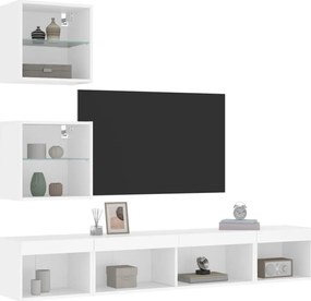 vidaXL 5dílná obývací stěna s LED kompozitní dřevo [3216700] Barva: Bílá