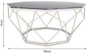 Konferenční stolek VOLARE 100 cm černý/stříbrný