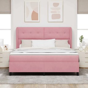 Postel s boxspringem s čelo Růžová 200 x 180 cm samet 3340945