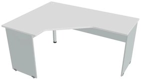Stůl ergo pravý 160*120 cm - Hobis Gate GEV 60 P Dekor stolové desky: bílá, Dekor lamino podnože: šedá, Barva nohy: stříbrná
