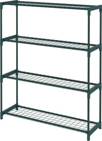Outsunny Stojan na rostliny 4-patrový regál na květináče s ocelovou konstrukcí pro zahradu a patio 89x28x107 cm Tmavě zelená