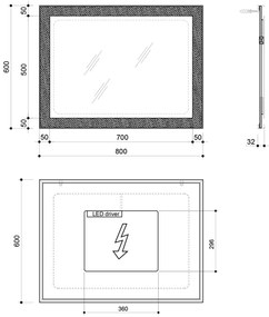 Sapho FLUT zrcadlo s LED podsvícením 600x800mm, bílá FT060