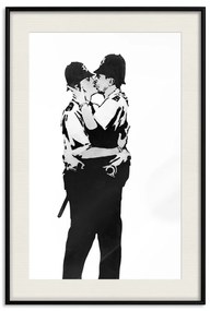 Plakát Líbání měděnců - dva líbající se černí lidé ve stylu Banksyho