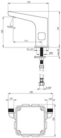 Deante Hiacynt, senzorová umyvadlová baterie s regulací teploty, napájení 230/6V, černá matná, BQH_N29V