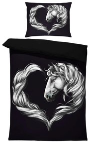 Povlečení Horse heart white (Rozměr : 1x140/220 + 1x90/70)