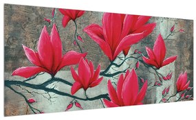 Obraz červených květů (100x40 cm)