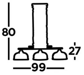 Searchlight 3593-3SS Trojité závěsné svítidlo BISTRO satin, čiré sklo