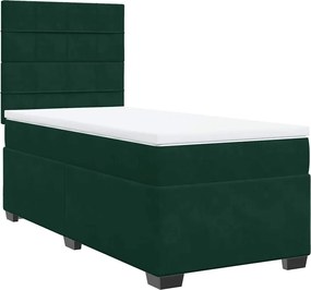 Box spring postel s matrací tmavě zelená 100x200 cm samet 3293137