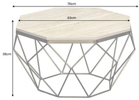 Massive home | Konferenční stolek DIAMOND 70 CM travertin zlatý podstavec