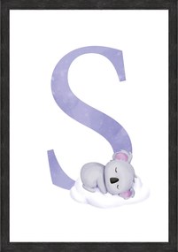 Abeceda písmena s koalou - Obraz, Plakát Velikost: A3 - 29,7x42 cm, Volba rámu: s černým rámem, Písmeno: S
