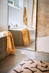 HK living Bavlněná koupelnová předložka Interplay 70x120 cm, béžová barva, hnědá barva, textil