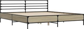 Rám postele dub sonoma 200 x 200 cm kompozitní dřevo a kov 3280063