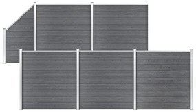 vidaXL Plotová sada WPC 5 čtvercových + 1 šikmý díl 446x186 cm šedá