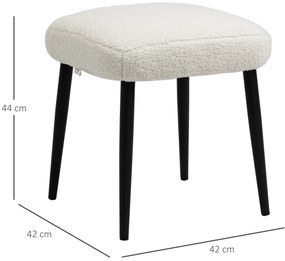 HOMCOM taburet na nohy čtvercový taburet na líčení kašmírový vzhled s ocelovými nohami do obývacího pokoje ložnice krémový 42x42x47cm | Aosom.de