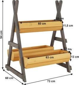 Tempo Kondela Dřevěný stojan na květiny, přírodní / šedá, Beron