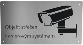 Informační cedule - objekt střežen kamerovým systémem s černým podkladem Velikost: 30 x 15 cm (L), Text: SLOVENSKY
