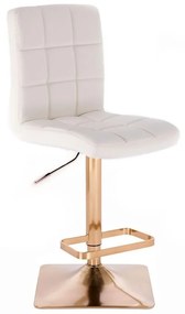 LuxuryForm DESIGN Barová židle TOLEDO na zlaté hranaté podstavě - bílá