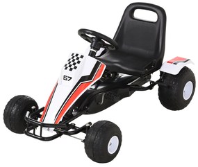 HOMCOM Motokára pro děti šlapací auto s pedály a brzdami 104x66x57cm z oceli pro děti od 3 do 8 let v bílé barvě | Aosom.de
