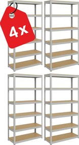 Regál 220x120x50 cm zinkovaný 6-policový, nosnost 1050 kg - 4ks
