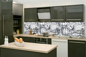 DIMEX | Fototapeta do kuchyně Černobílé ryby KI-260-183 | 260 x 60 cm | černobílá