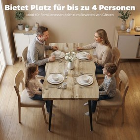 Jídelní stůl HOMCOM pro 4 osoby, 110 × 70 × 75 cm, moderní severský design, ocelový rám, deska s dubovým dekorem