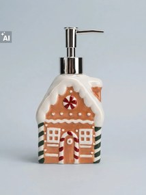 Sinsay - Vánoční keramický dávkovač mýdla ve tvaru perníkové chaloupky - béžová