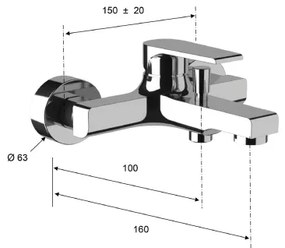 Sapho - Vanová baterie KAI lesklý chrom