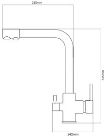 Gamma Side, vysoká umyvadlová baterie s připojením na filtr vody h-330, chromová, GMA-BSEF-CH