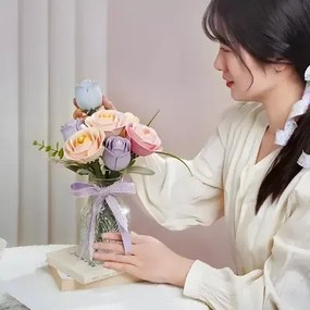 ROBOTIME 3D puzzle Rokr Floral Art Růžová kamélie / 37 dílků / Obtížno
