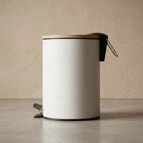 Odpadkový koš do koupelny s bambusem ZETRU, 3 l, bílý