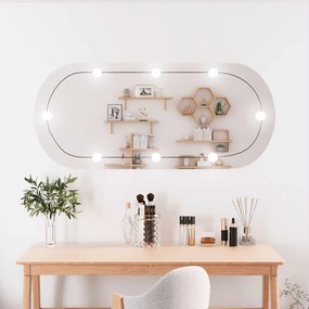 Nástěnné zrcadlo s LED osvětlením 45 x 100 cm sklo oválné 3189164