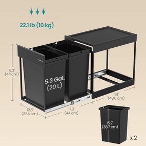 Koš na tříděný odpad Abes 20 l černý