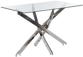 Jídelní stůl se skleněnou deskou 120 x 70 cm stříbrný MARAMO Beliani