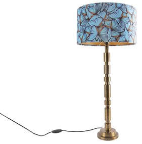 Stolní lampa ve stylu art deco bronzová 35 cm odstín motýl design - Torre