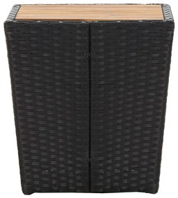 Čajový stolek černý 41,5x41,5x43 cm polyratan a masivní akácie - Default Title