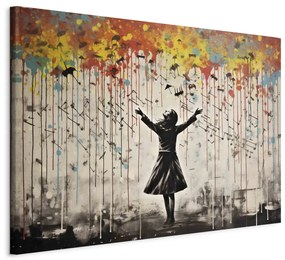 Obraz XXL Rain song - barevné graffiti ve stylu Banksyho