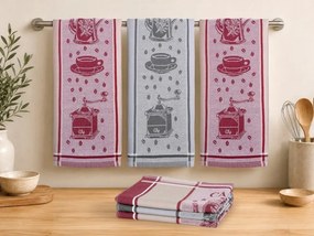 Bellatex Kuchyňské utěrky sada 3 kusů 50x70 cm Káva Červená,Šedá