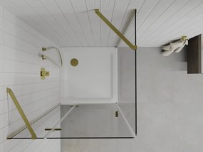 Mexen Roma sprchový kout 100 x 100 cm, 6mm čiré sklo, zlatý profil + sprchová vanička Slim, 854-100-100-50-00-4010
